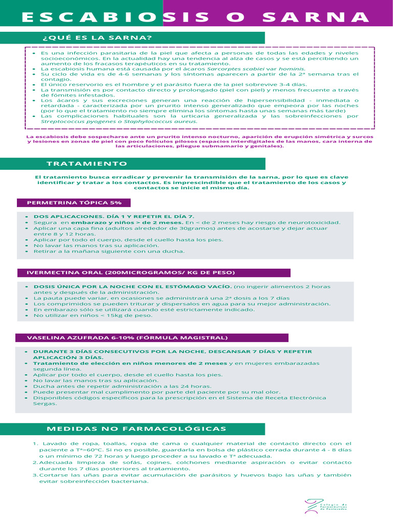 Tratamiento y síntomas de la sarna | PDF | Inmunología | Microbiología
