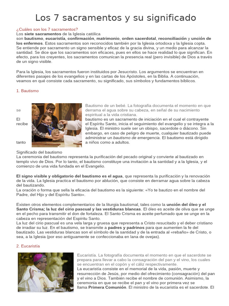 Significado de los 7 Sacramentos | PDF | Confirmación | Sacramentos