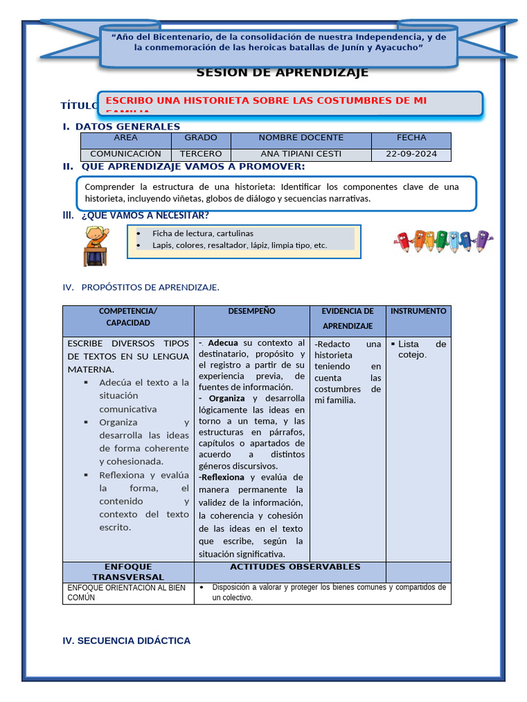 Sesion de La Historieta 1 | PDF | Cómics | Aprendizaje