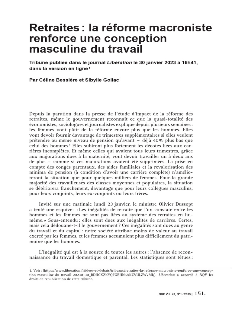Réforme des retraites et inégalités femmes-hommes | PDF | Retraite