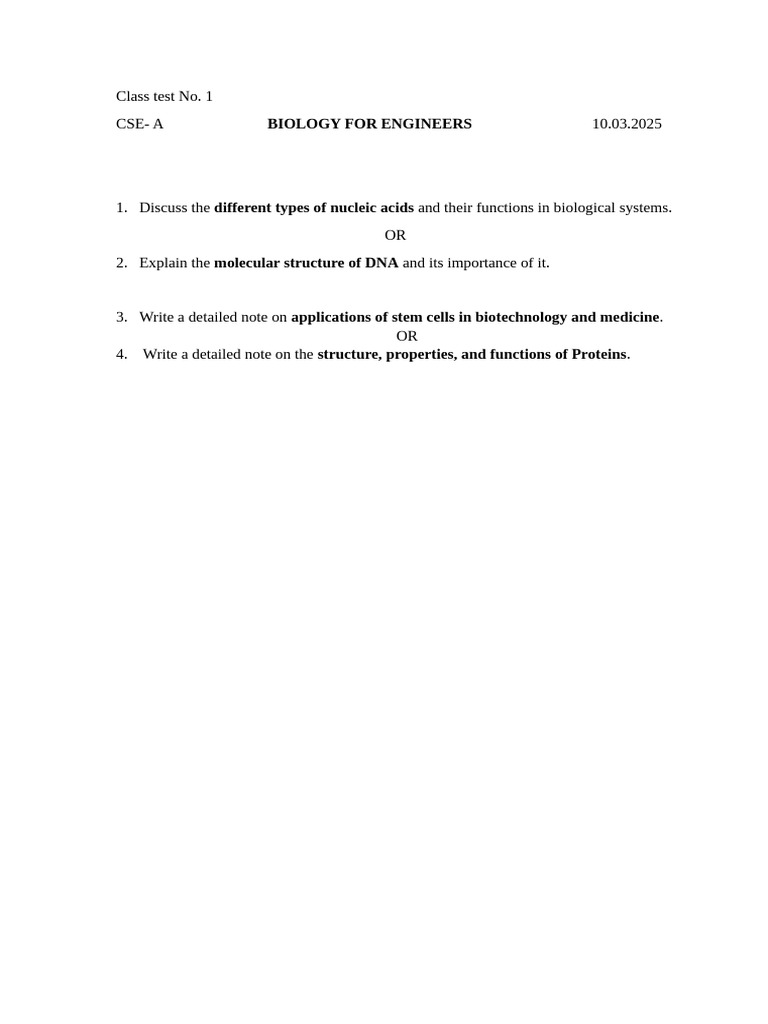 Class Test 1 CSEA | PDF