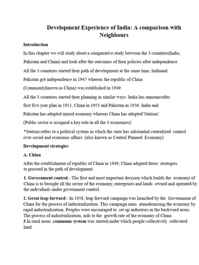 Development Experience of India and Neighbours | PDF | Human ...