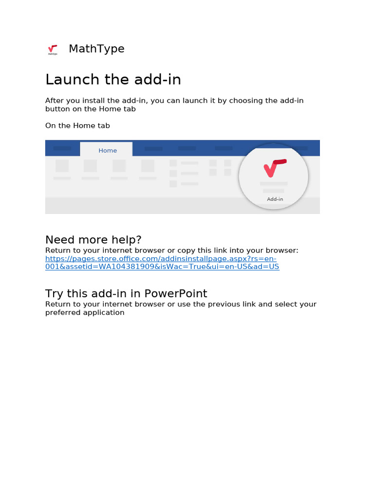 Launch The Add-In: Mathtype | PDF