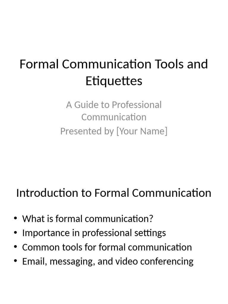 Formal Communication Tools & Etiquette Guide | PDF