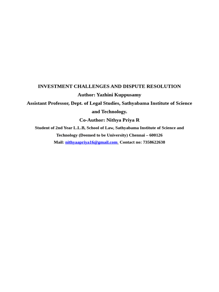 Abstarct - Investment Challenges | PDF