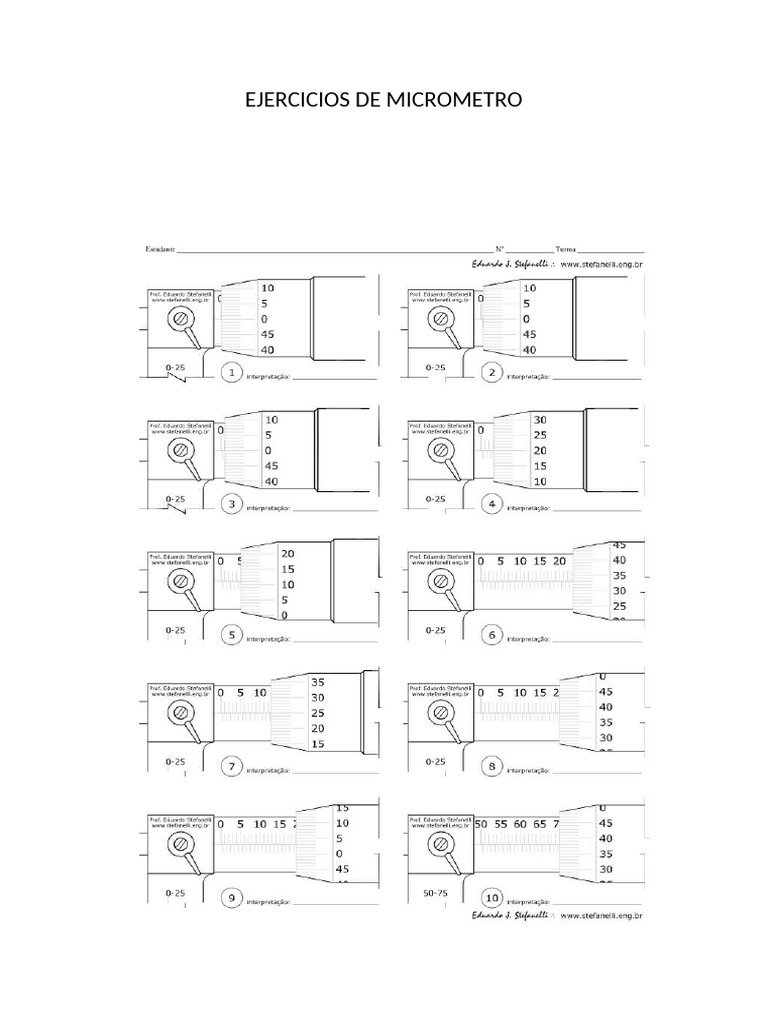 Ejercicios de Micrometro | PDF