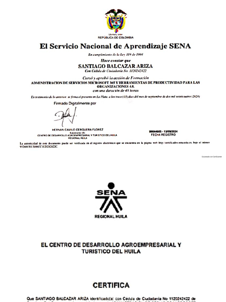 Certificado de Microsoft 365 Sena | PDF