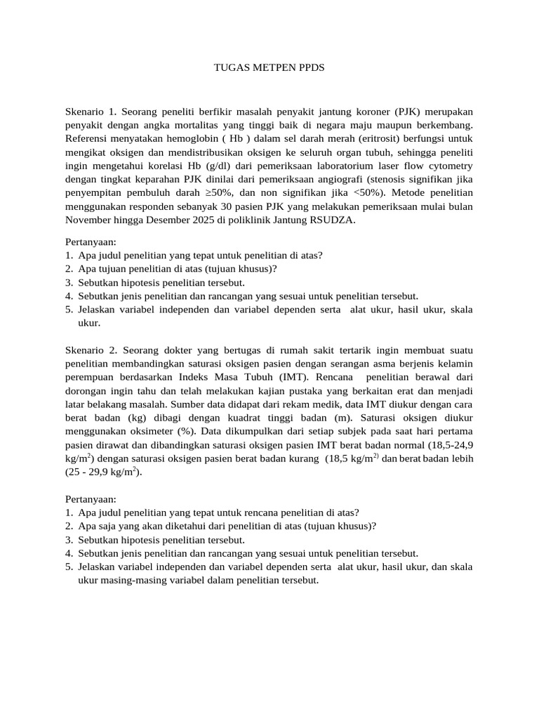 Tugas Metpen PPDS 2025 | PDF