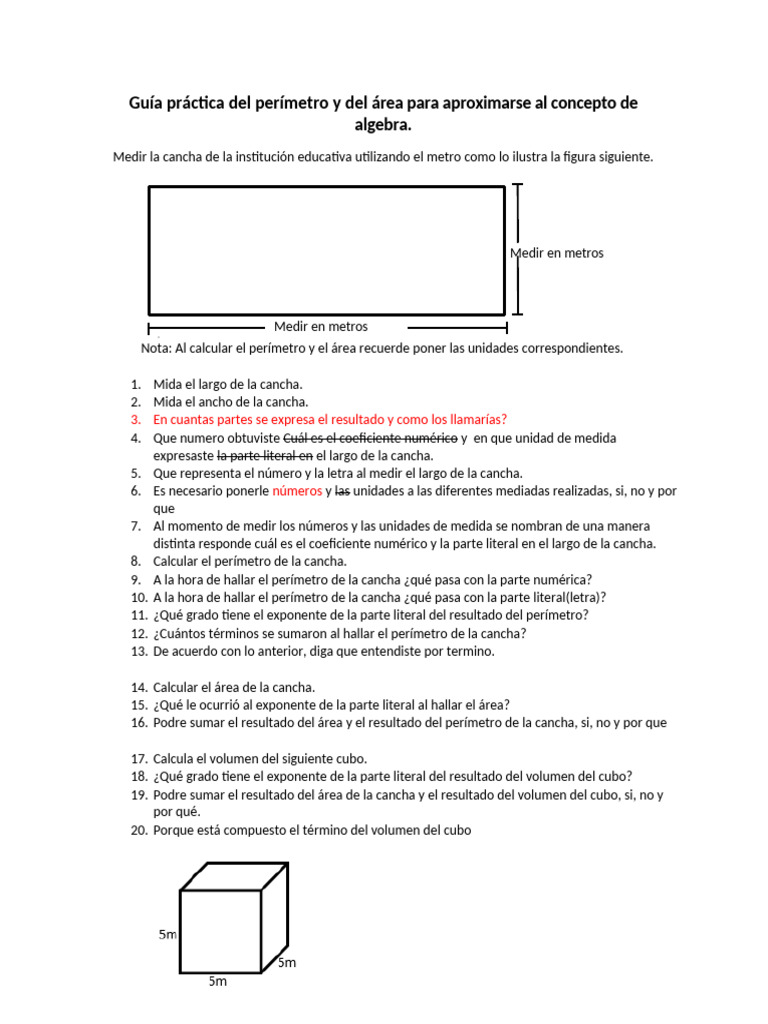 Guía1 Practica Del Área | PDF | Volumen