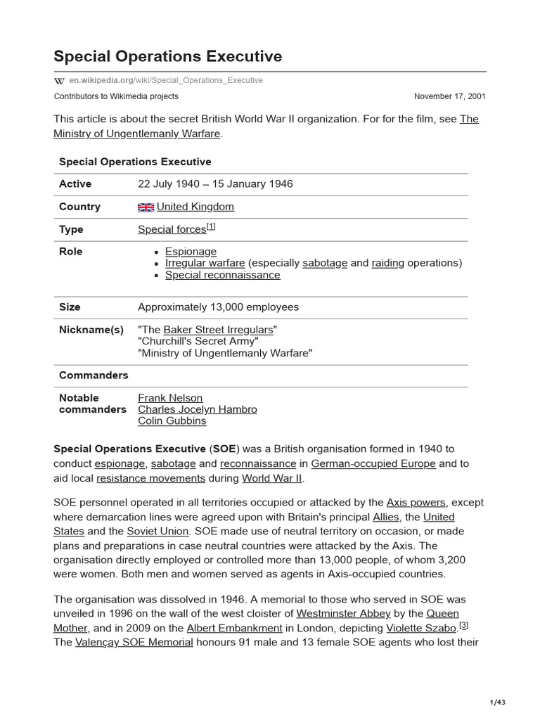 Special Operations Executive | PDF | Special Operations Executive | Military