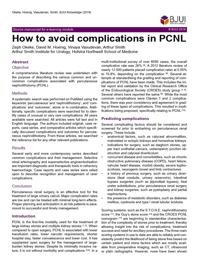 How To Avoid Complications in PCNL - Source Manuscript | PDF | Clinical ...