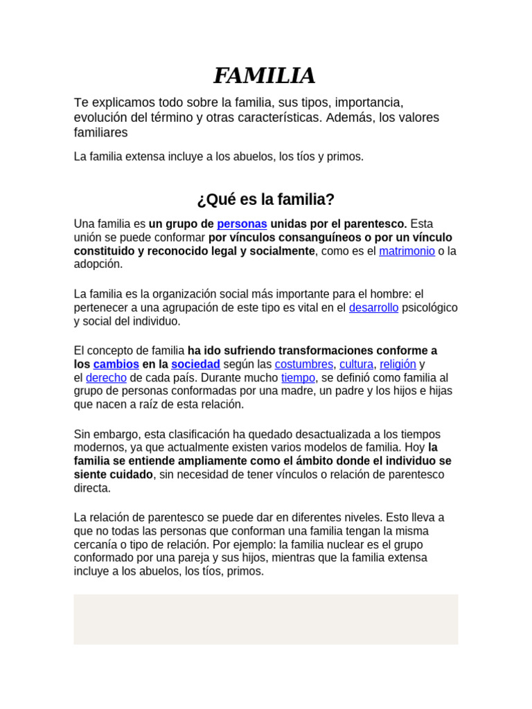 Tipos y Valores de la Familia Moderna | PDF | Familia | Parentesco