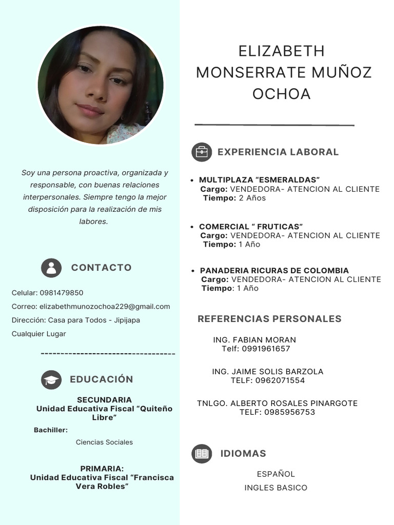 Curriculum Vitae ELIZABETH MUÑOZ OCHOA | PDF