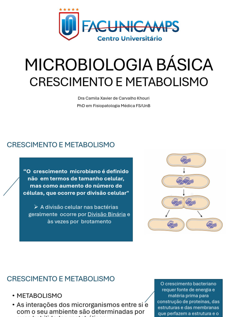 Crescimento e Metabolismo Bacteriano | PDF | Metabolismo | Bactérias