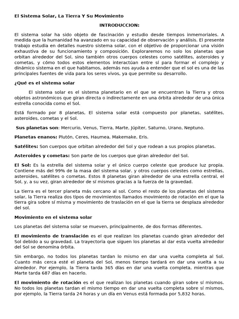 Introducción al Sistema Solar para Niños | PDF | Sistema solar | Planetas