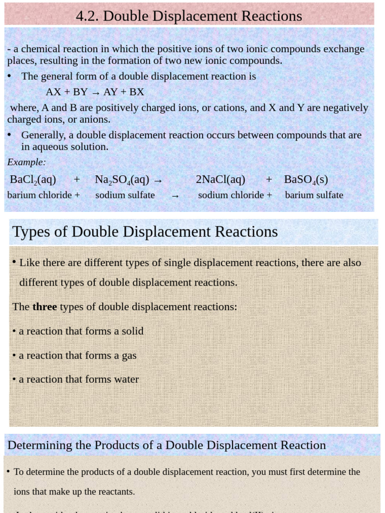 4.2. Double Displacement Reactions PPT-TG125 | PDF | Precipitation ...