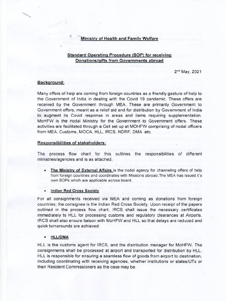 SoP Recv Donations Govt Abroad | PDF