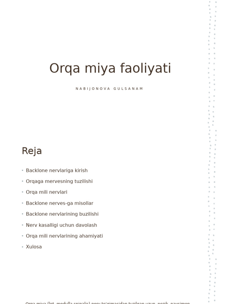 Backlone nervlar | PDF