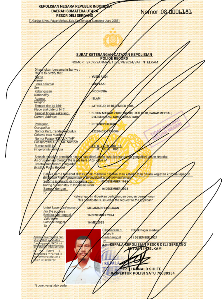 SKCK - YUSNI ANDI -292 | PDF