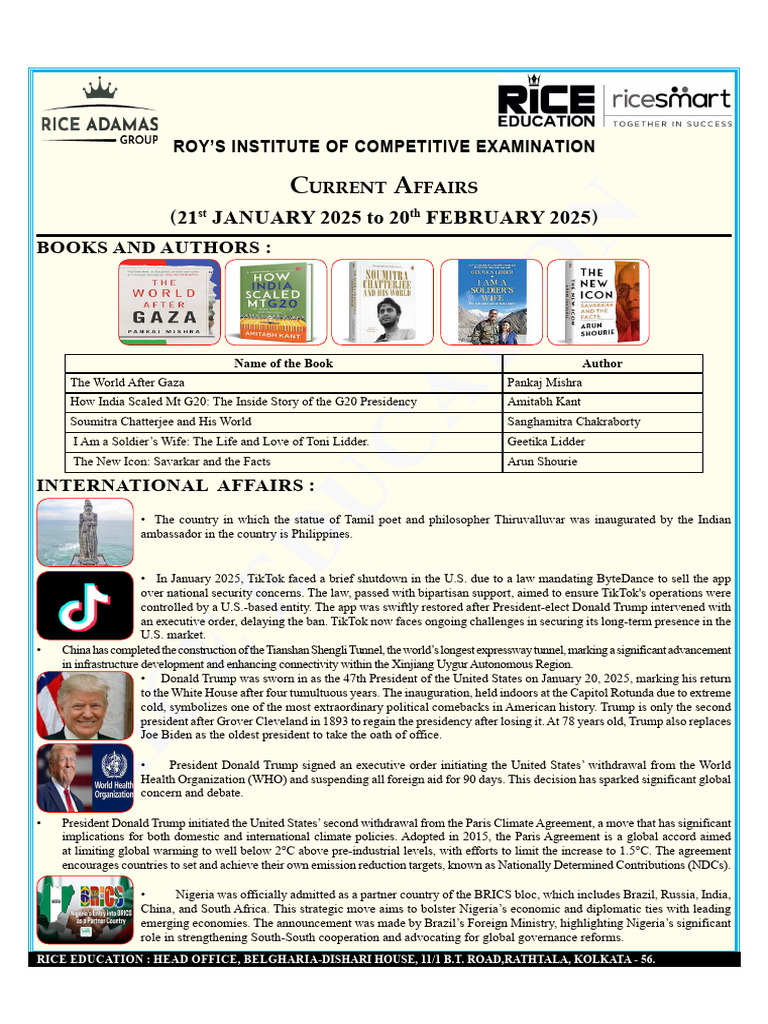 Current Affairs - FEBRUARY 2025 (Pictorial) | PDF