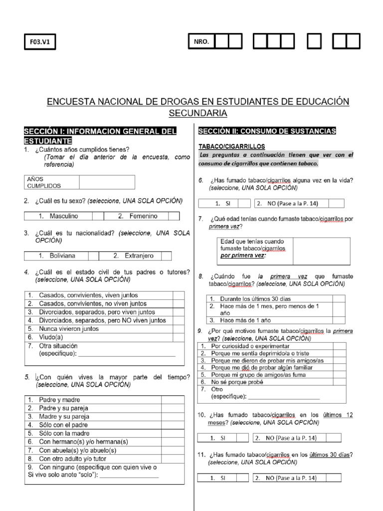 BOLETA DE ENCUESTA AL 01 DE NOVIEMBRE 2024 FINAL (1) | PDF