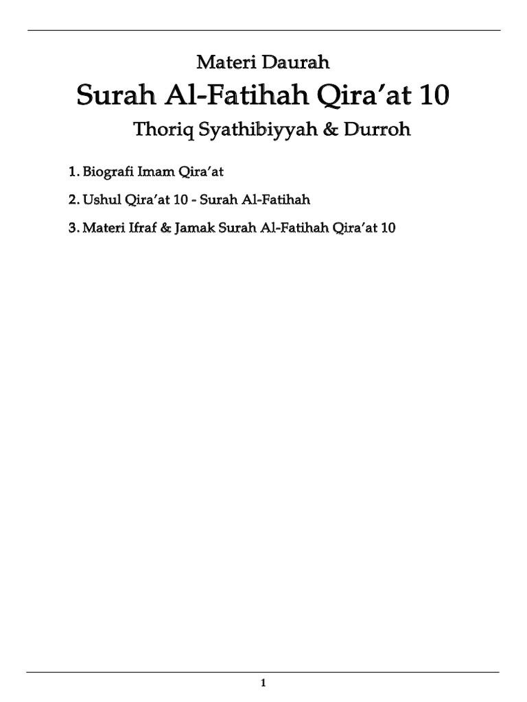 Modul Al-Fatihah | PDF