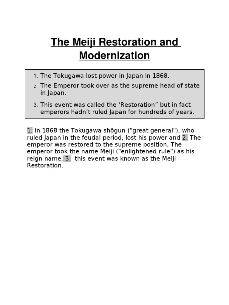 Meiji Summary QS | PDF | Empire Of Japan | Japan