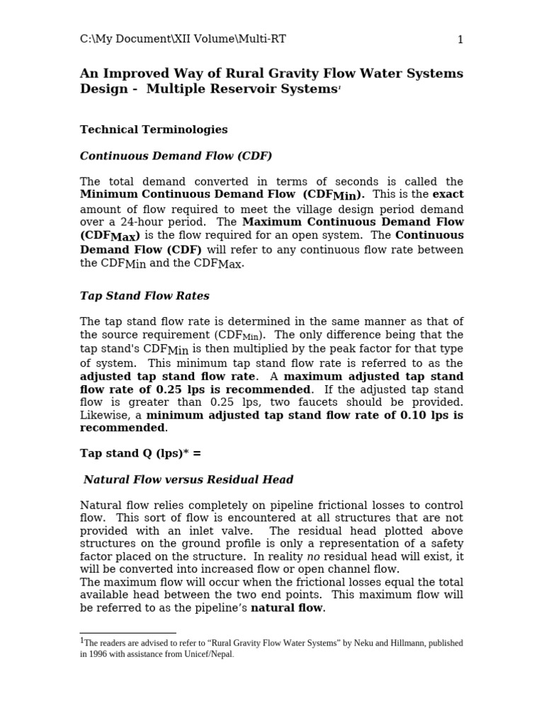 Multi_RT (Improved Way of Rural Gravity Flow Water Systems Design-Multiple Reservoir Systems ...