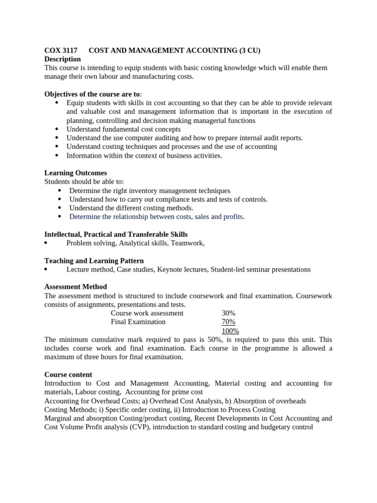 Cox 3117cost and Management Accounting | PDF | Cost Accounting | Management Accounting