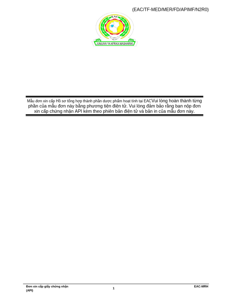 EAC Application Form For APIMF Procedure - June 2020 | PDF