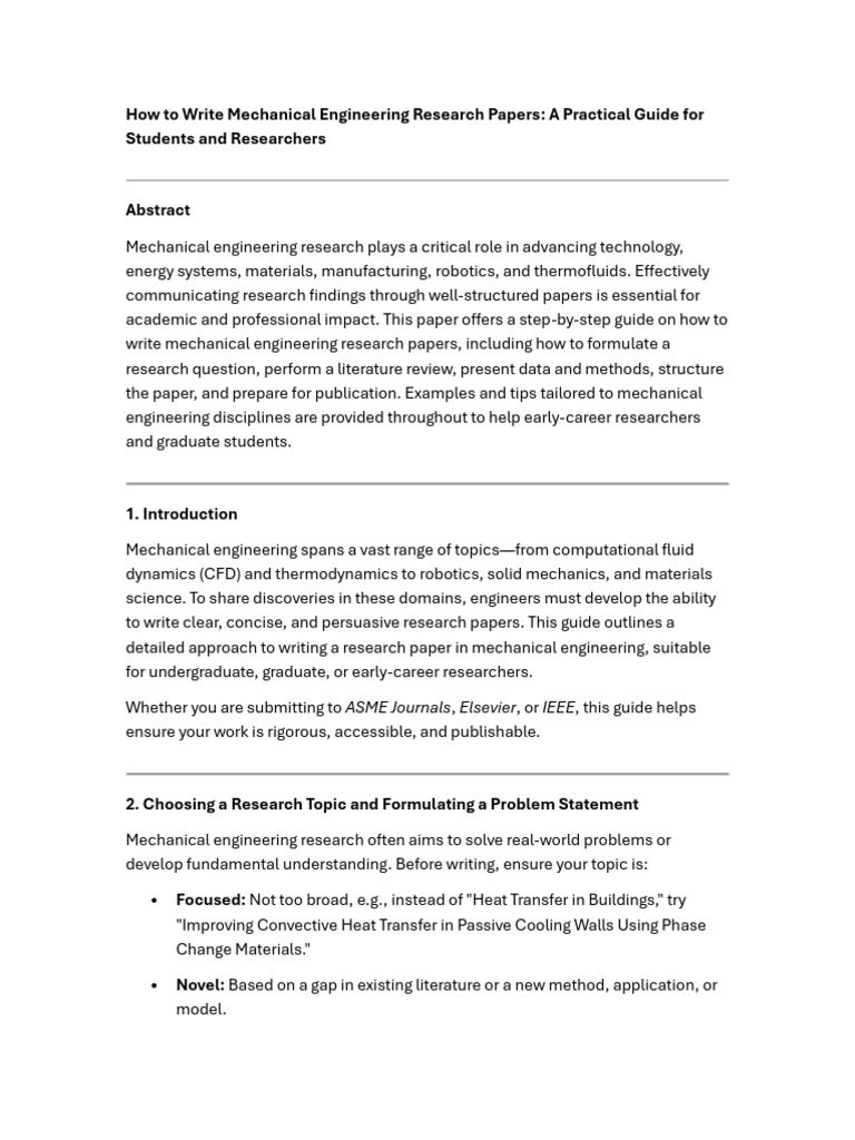 How To Write Mechanical Engineering Research Papers | PDF | Mechanical ...