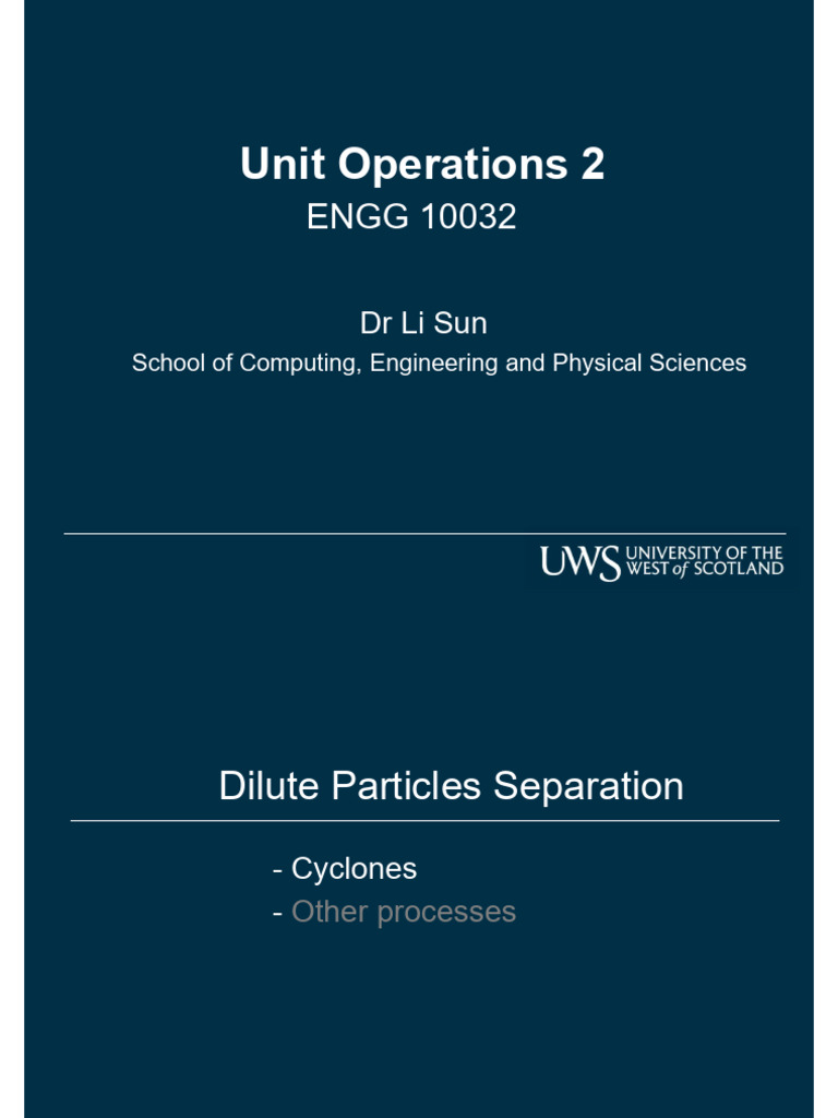 Cyclone Design for Particle Separation | PDF | Physics | Applied And ...