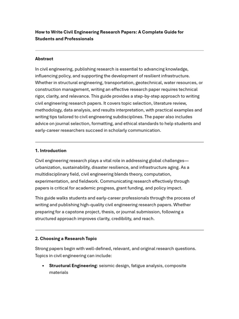 How To Write Civil Engineering Research Papers | PDF | Academic ...