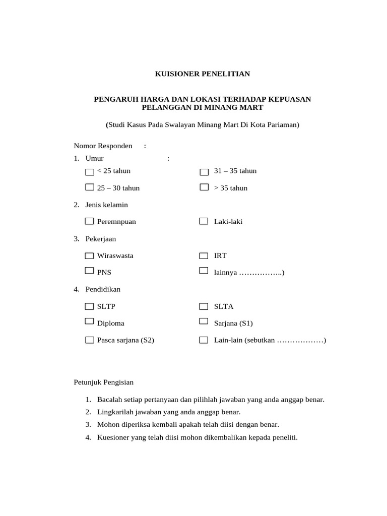 Kuisioner Adit | PDF