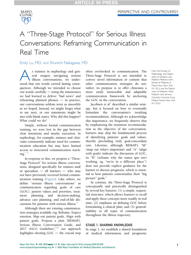 Three-Stage Protocol for GOC Conversations | PDF | Prognosis | Social ...