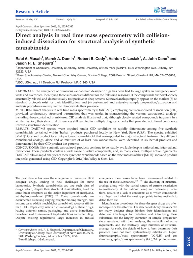 DART MS With CID For Structural Analysis of SC | PDF | Mass ...