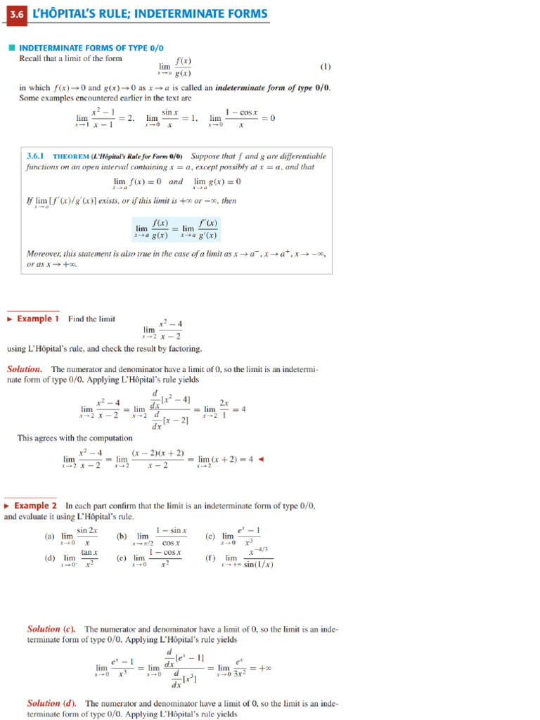 Lecture 5 Indeterminate Form | PDF