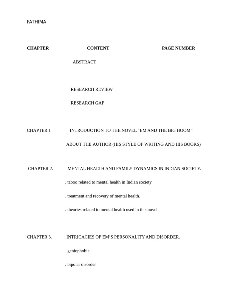 Mental Illness in "Em and The Big Hoom" | PDF | Psychology ...