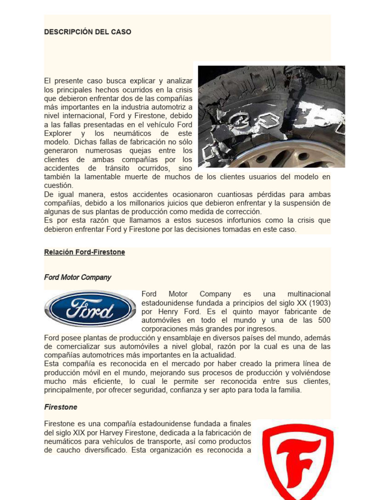 Caso de Estudio Ford-Firestone. | PDF | Neumático | Compania de motores ...