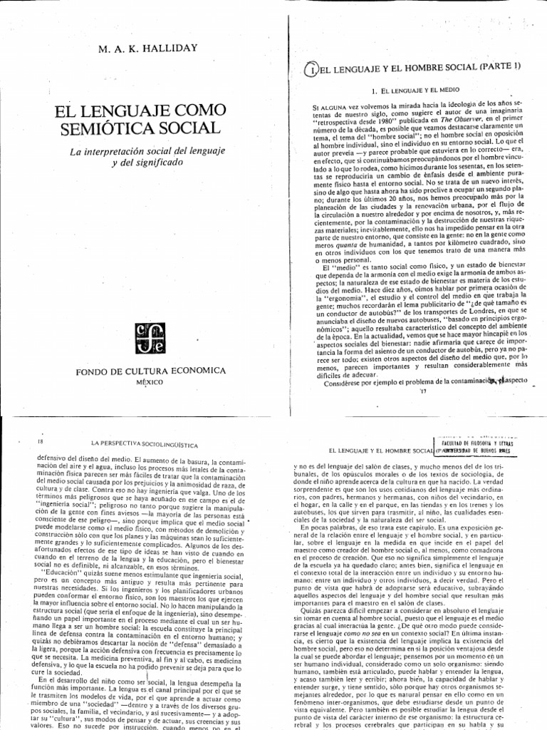 Halliday 1982 El Lenguaje Como Semiótica Social Capítulo 1 | PDF