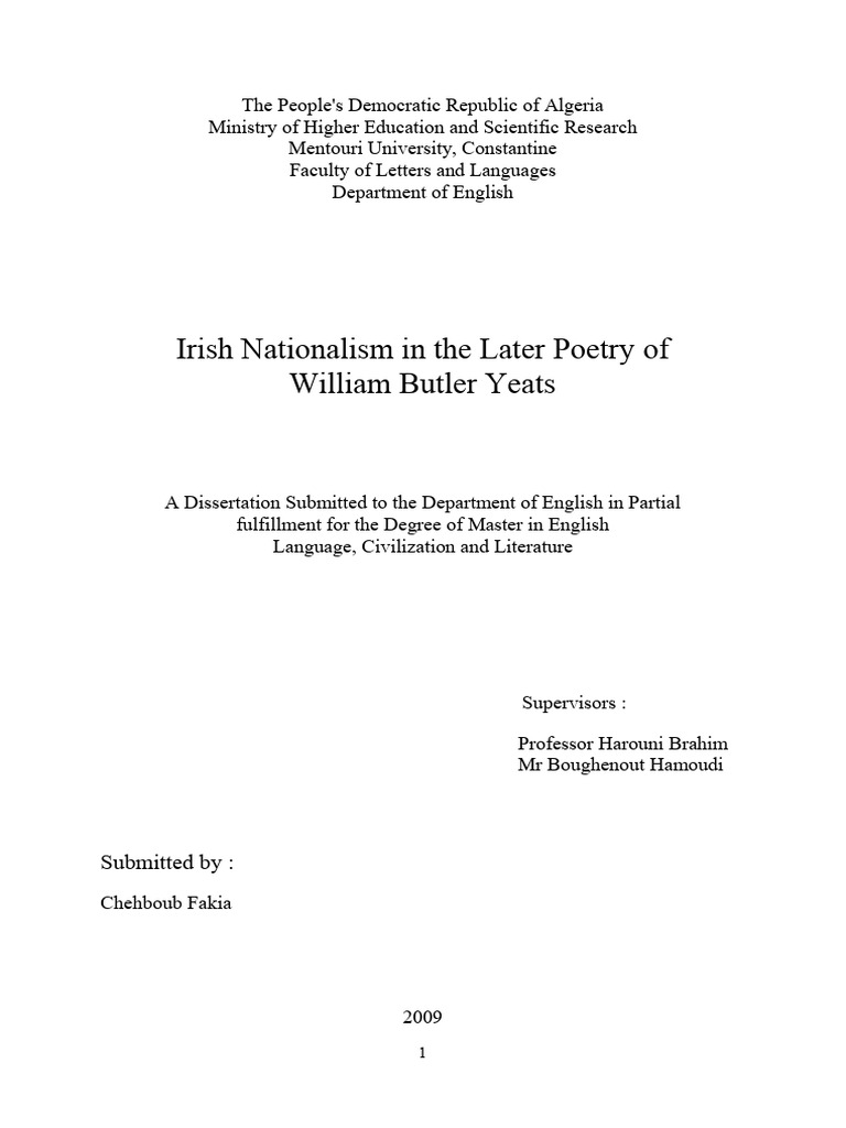 Yeats and Irish Nationalism in Poetry | PDF | Irish Nationalism | Irish ...