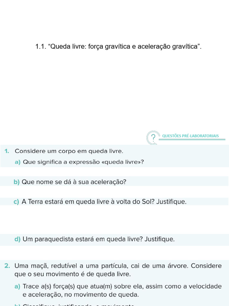 Queda Livre: Força e Aceleração Gravitacional | PDF | Força | Gravidade