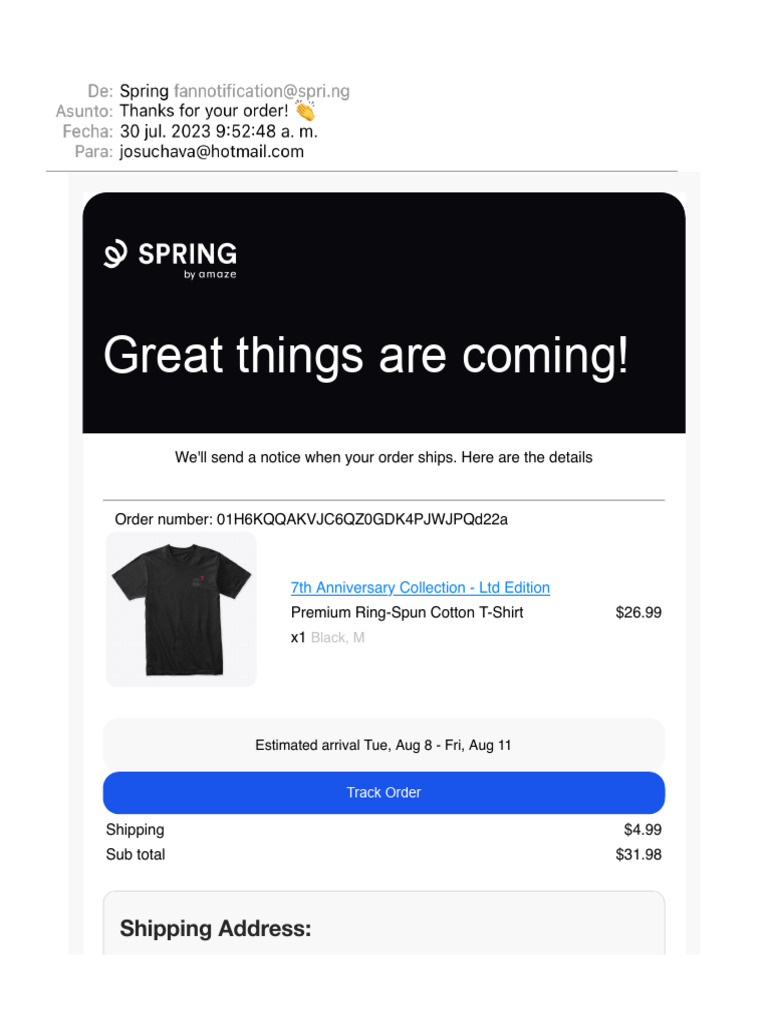 Great Things Are Coming!: Shipping Address | PDF