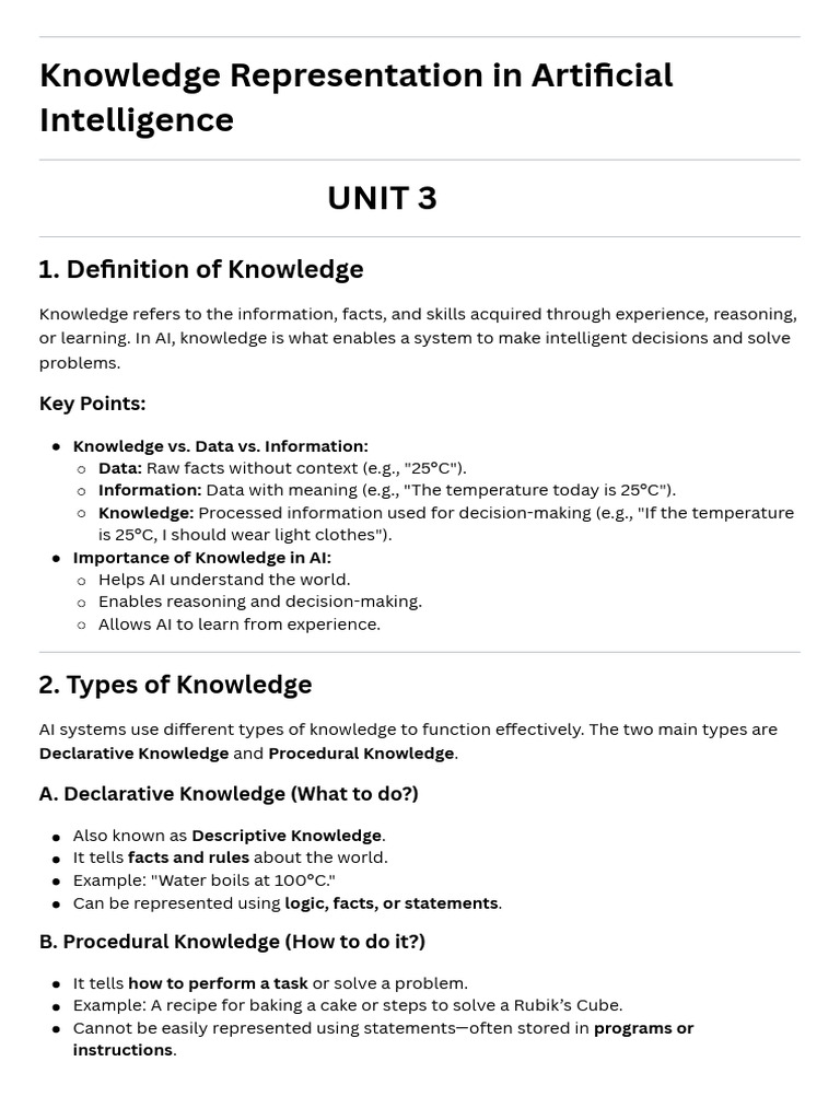 Knowledge Representation in Artificial Intelligence | PDF | Knowledge Representation And ...