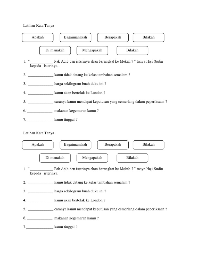 Latihan Kata Tanya | PDF