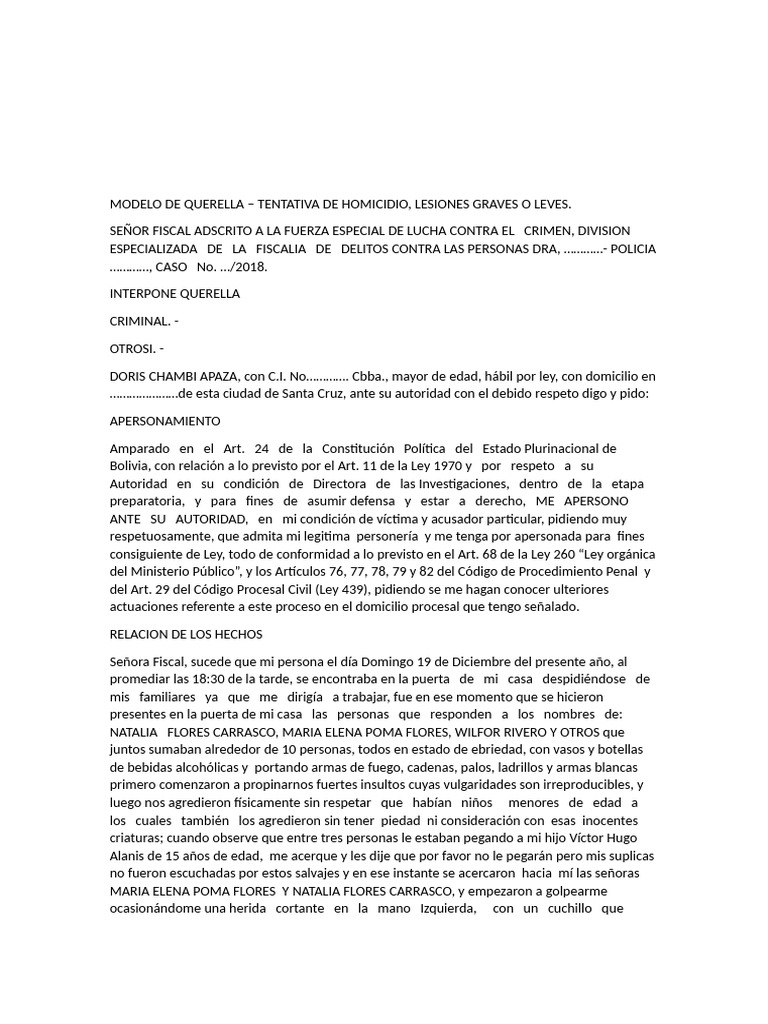 Modelo de Querella | PDF | Queja | Justicia