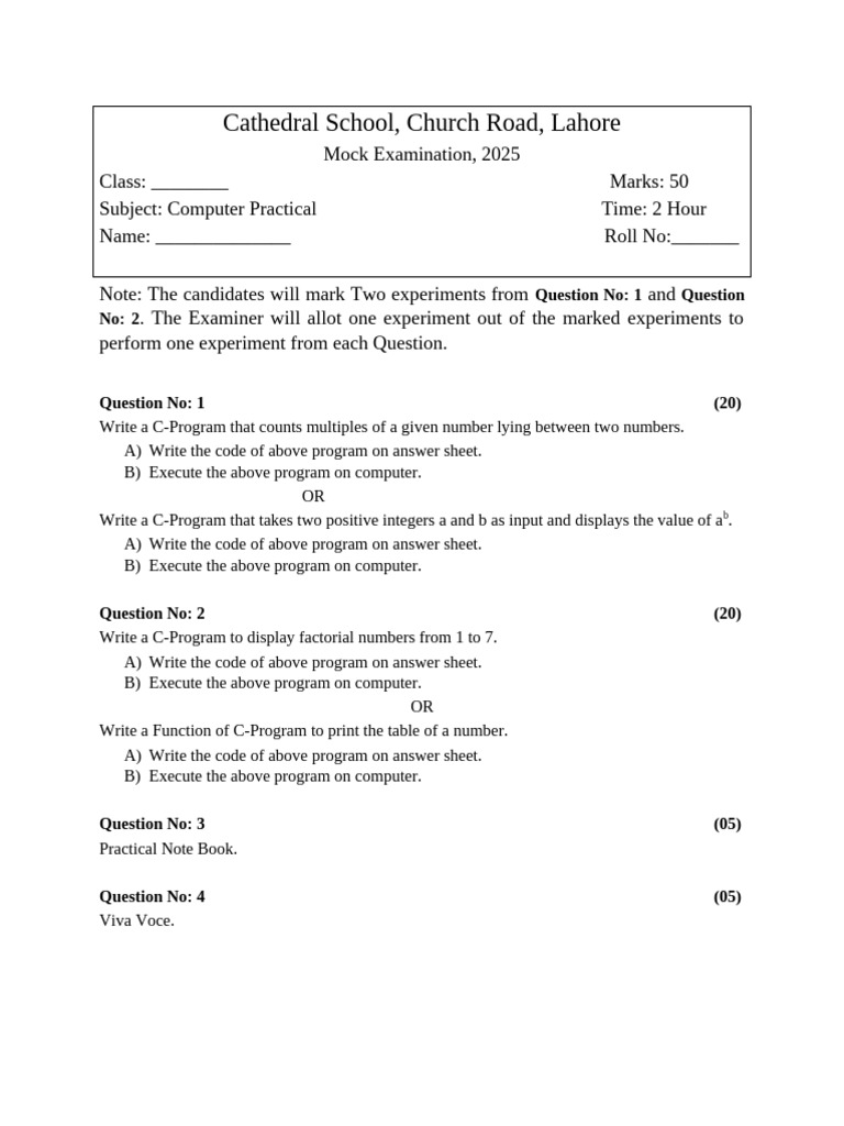 10th Computer Practical | PDF