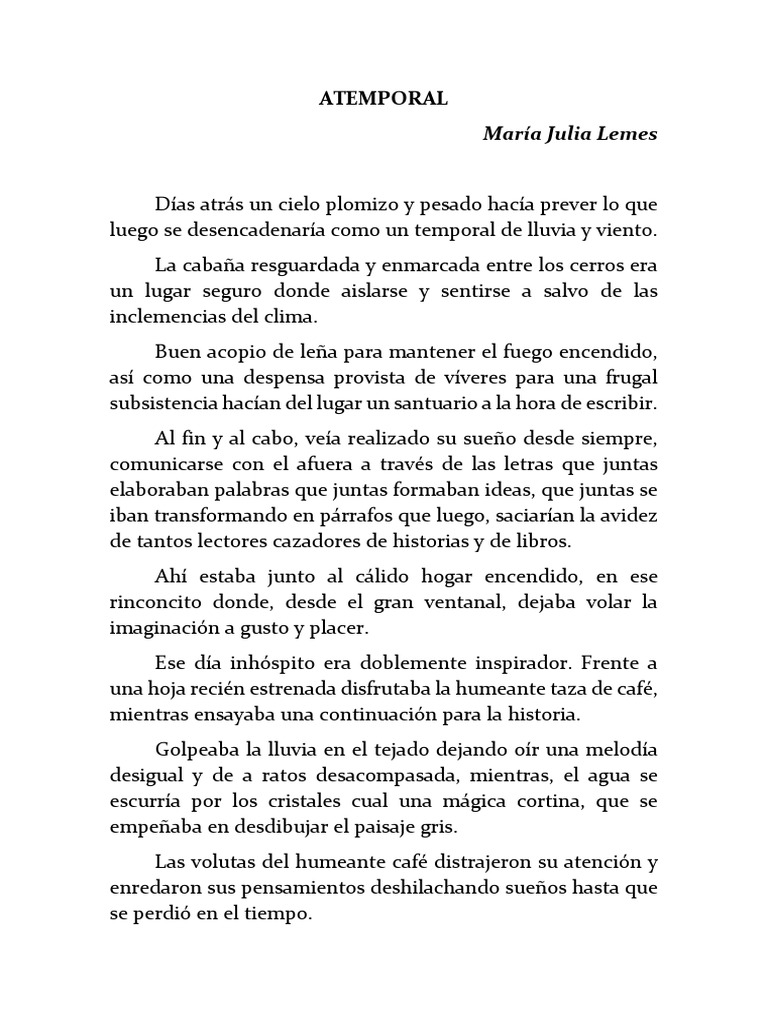 ATEMPORAL y ¿Desayunos Literarios?, Por María Julia Lemes | PDF