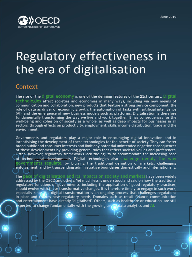 Regulatory Effectiveness in The Era of Digitalisation | PDF | Policy ...