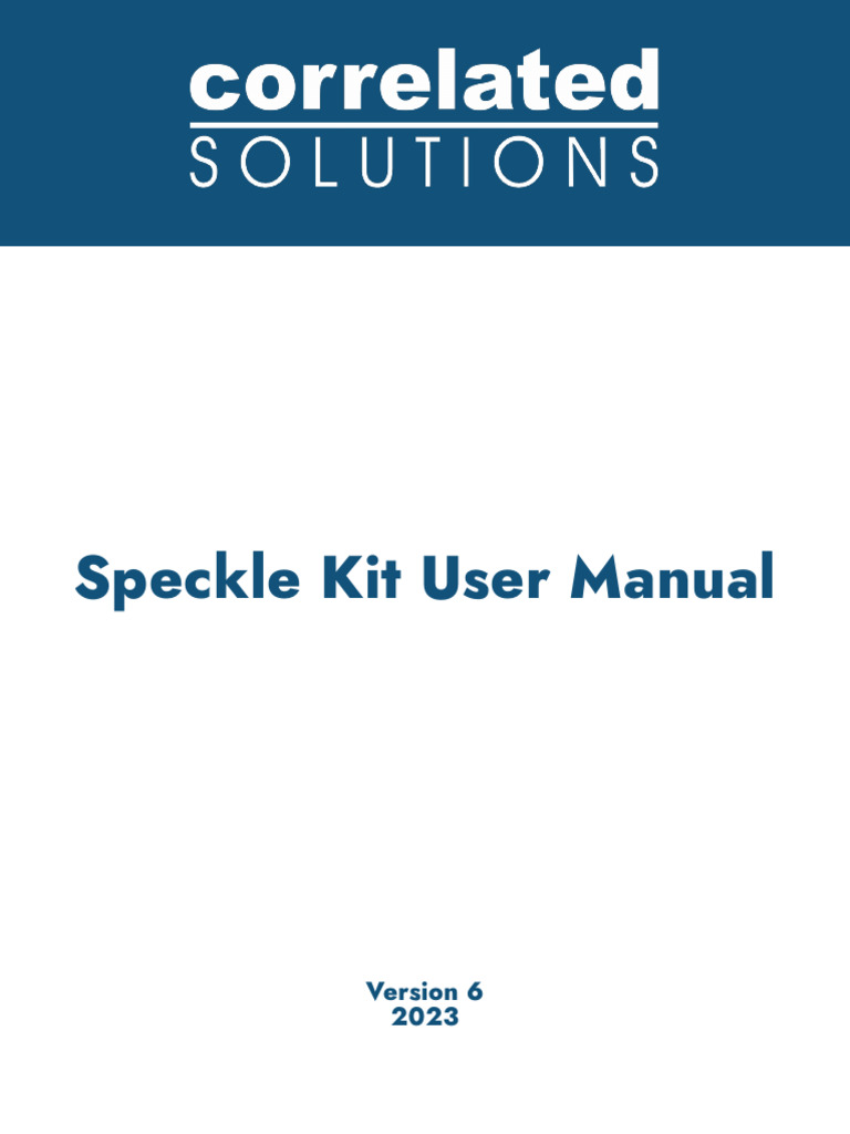 Speckle Kit Manual 2023 | PDF | Pixel | Image Resolution